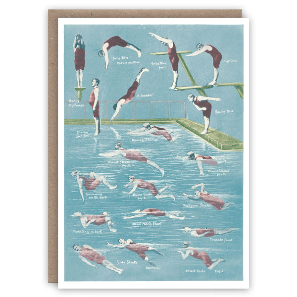 'Swimming' Greetings Card - The National Archives Shop