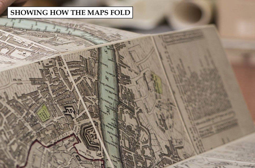 'WWI Air Raid Map of London' reproduction laid on cloth in slipcase ...
